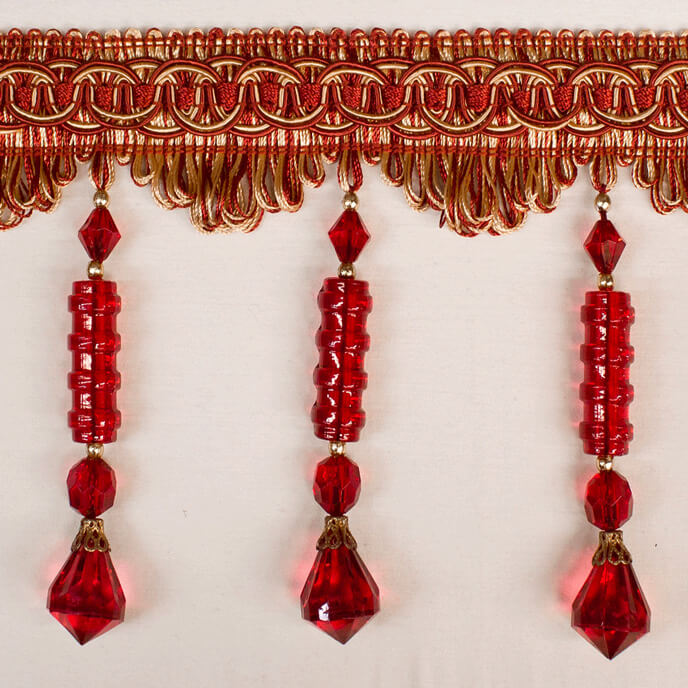 Trim Beaded Design 4 Red | Brilliant Drapery Design Inc.