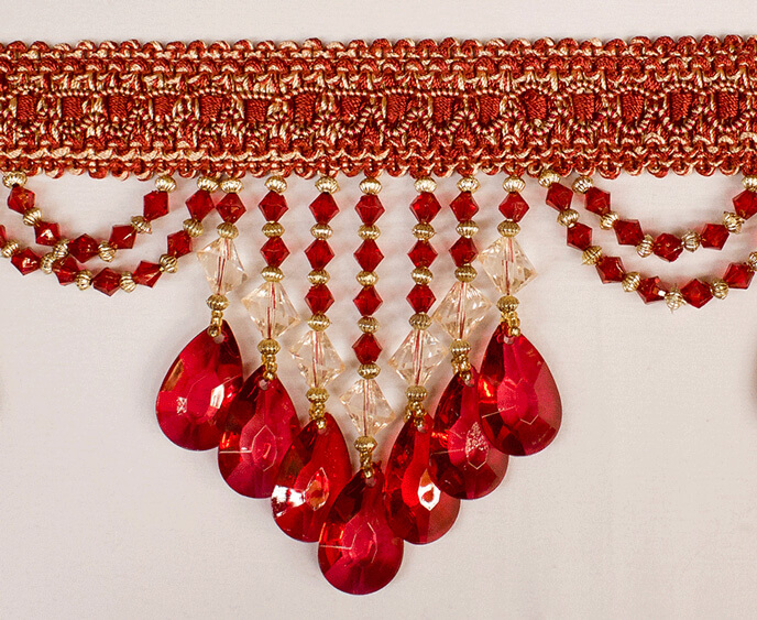 Trim Beaded Design 21 Red | Brilliant Drapery Design Inc.