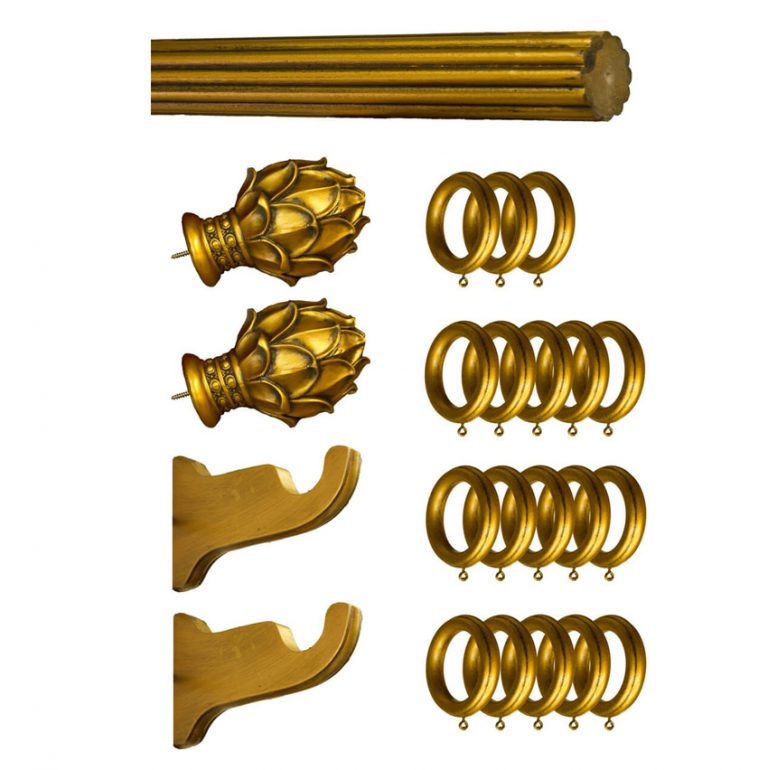 72" long Rod 2" Diameter Antique-gold Color Curtain Rod Wood/ Rasin ...