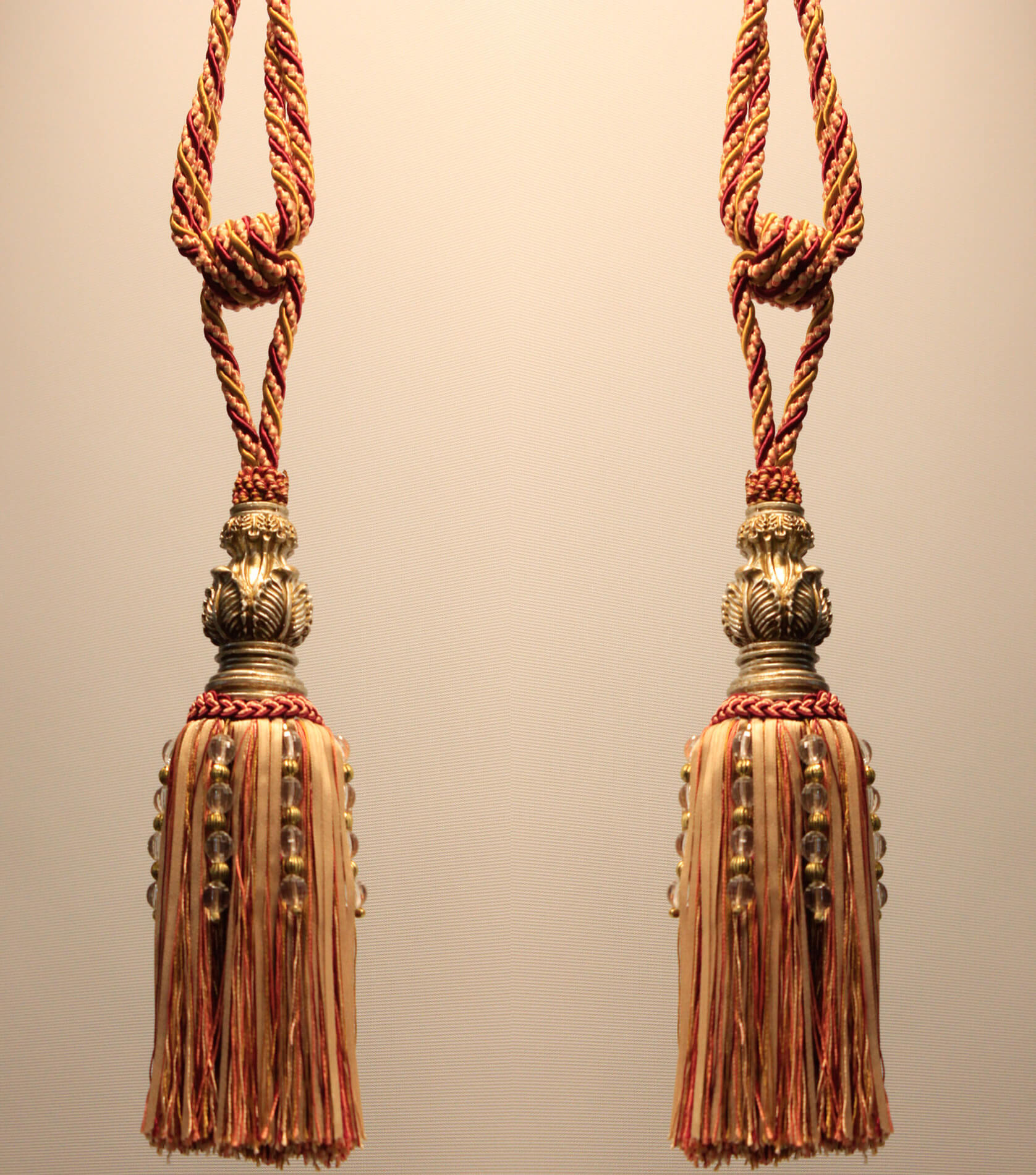 Tieback Tassel- Red/ Cream- 10" Tassel - 32" Spread - Brilliant Drapery ...