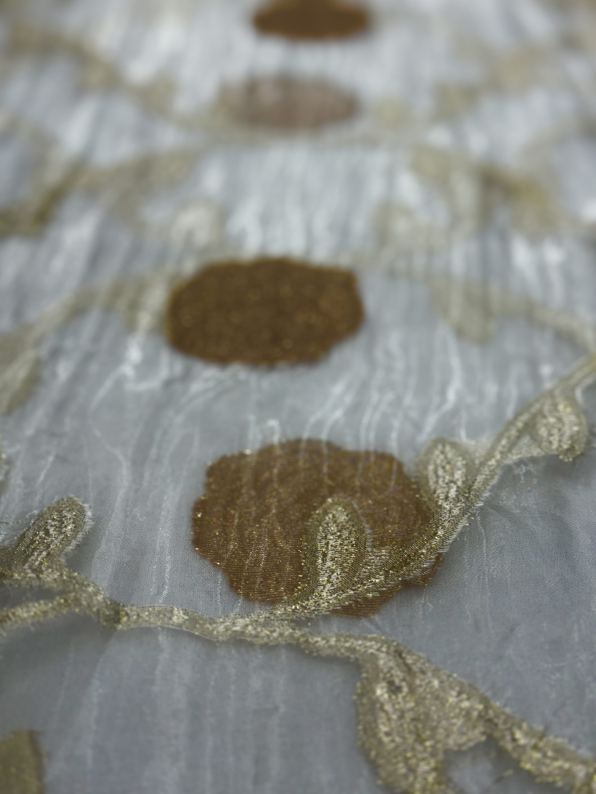 Fabric Embroidery Floral Sheer Copper