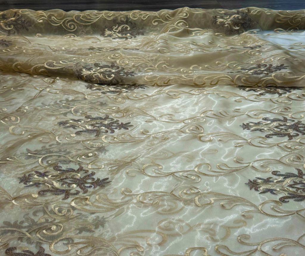 Fabric Embroidery Sheer Brown | Brilliant Drapery Design Inc.