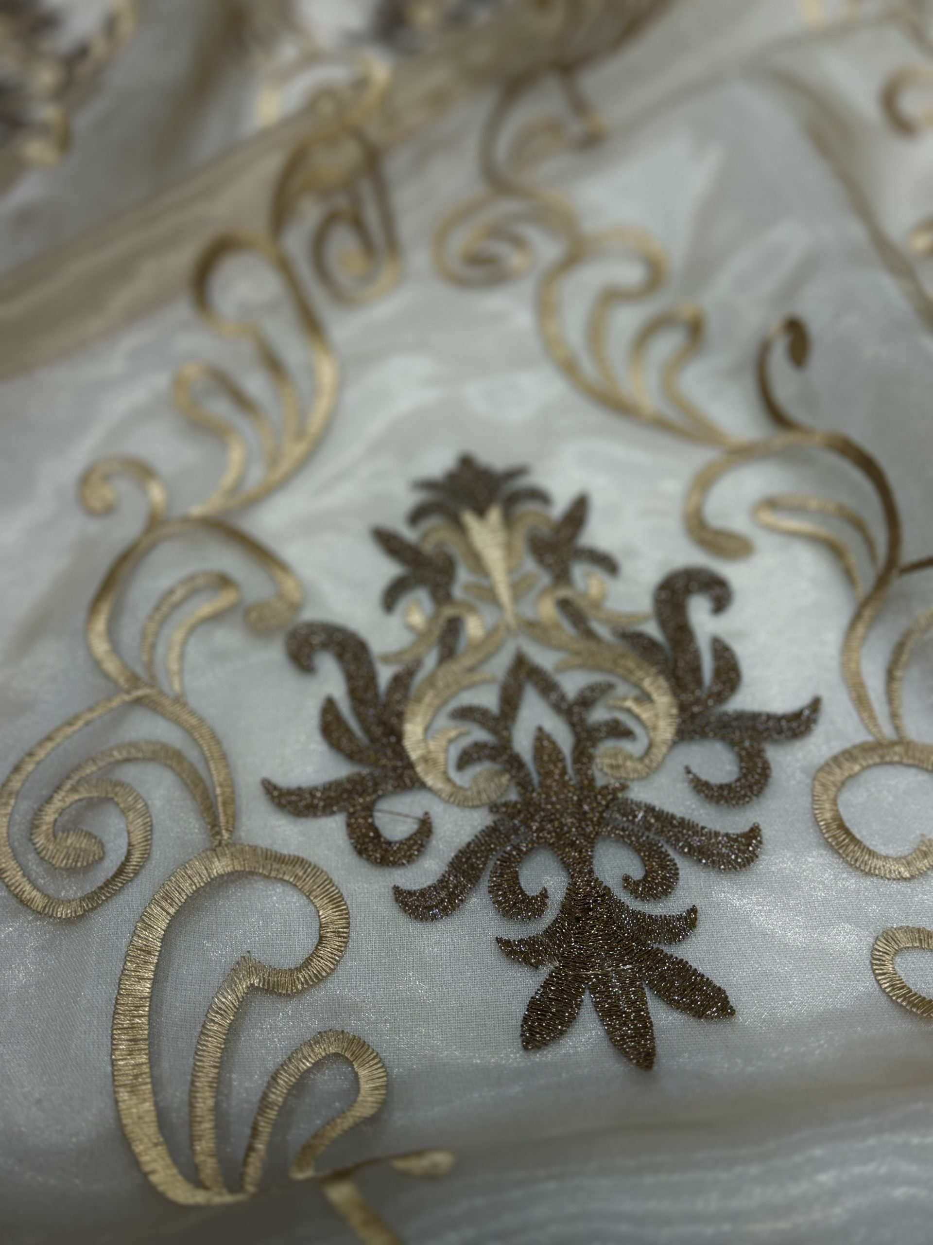 Fabric Embroidery Sheer Brown | Brilliant Drapery Design Inc.
