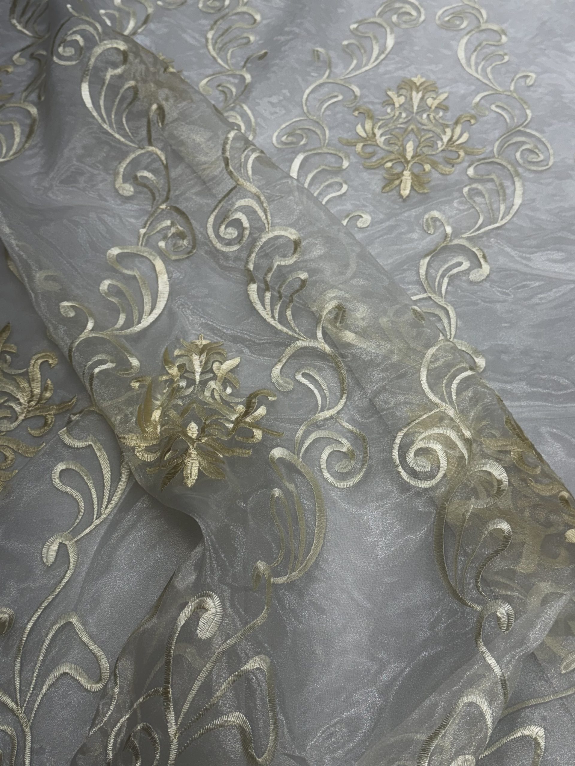 Fabric Embroidery Sheer Light Gold
