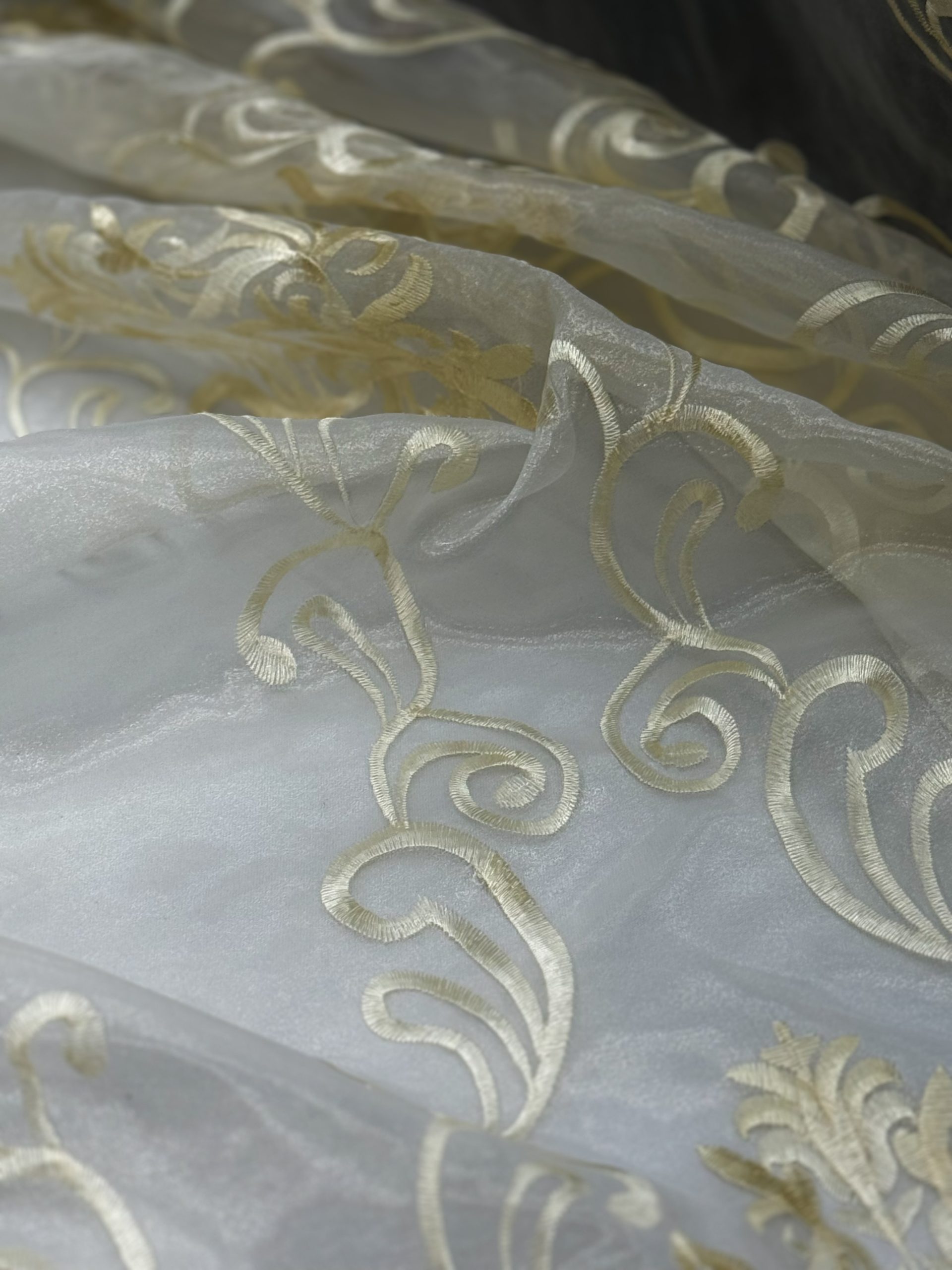 Fabric Embroidery Sheer Light Gold
