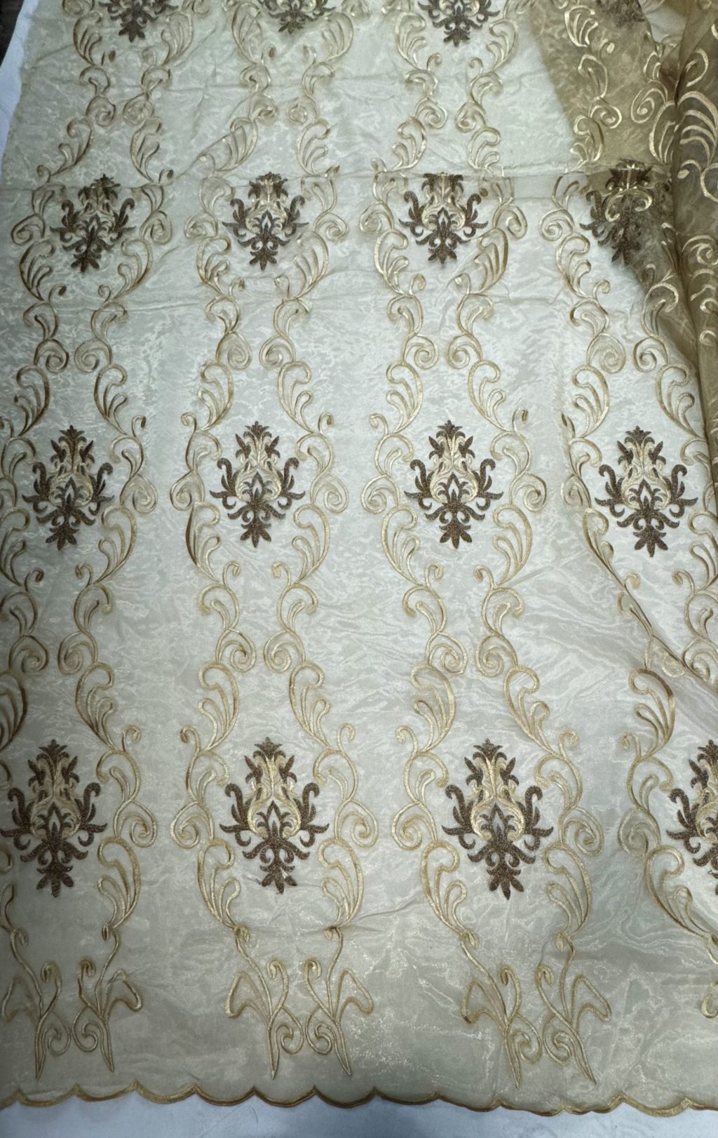 Fabric Embroidery Sheer Light Brown | Brilliant Drapery Design Inc.