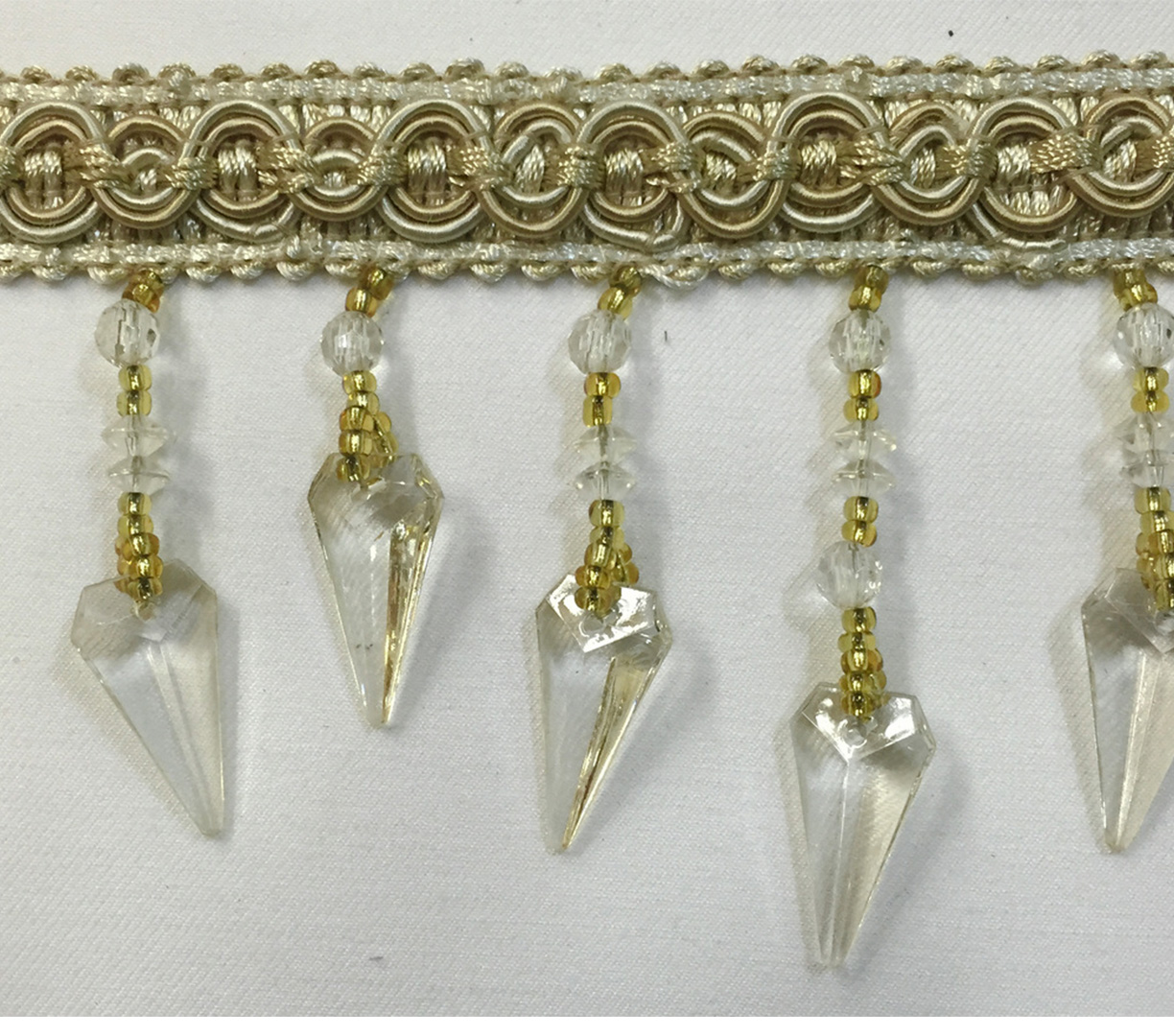 Beaded drapery trim Design 24, Light Green- White | Brilliant Drapery ...