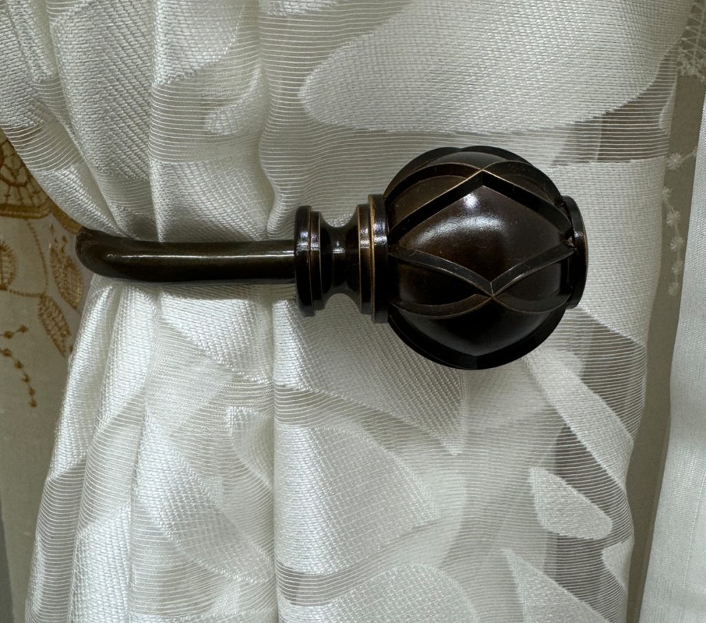 Tieback Holder Dark Brown Sphere Shape With Pattern | Brilliant Drapery ...