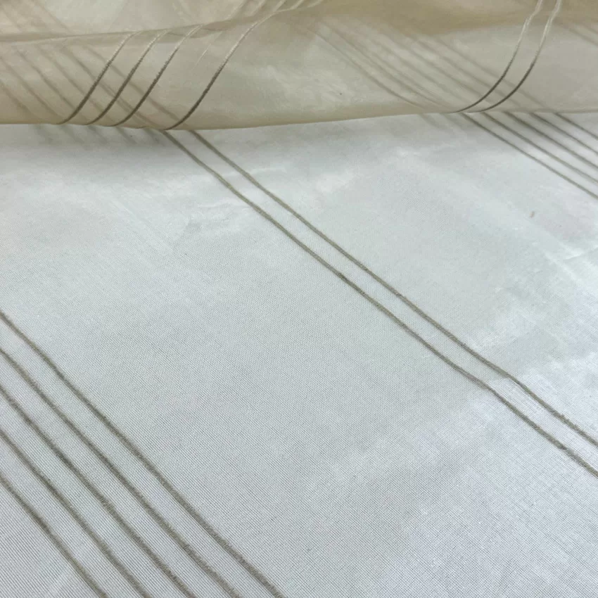Stripes Sheer Fabric Beige | Brilliant Drapery Design Inc.