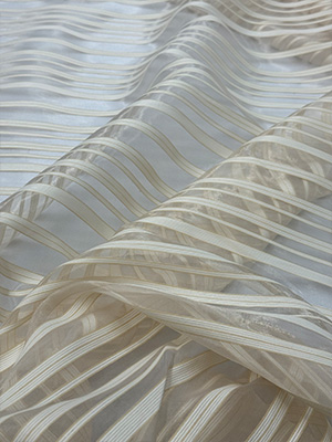 Stripes Sheer Fabric Cream & White - Brilliant Drapery Design Inc.