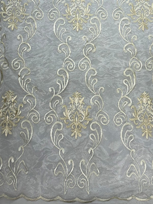 Fabric Embroidery Sheer Light Gold