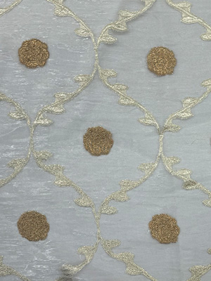 Fabric Embroidery Floral Sheer Copper
